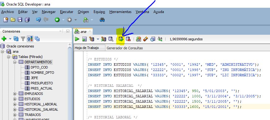 Anexo II.- Creación y carga de tablas de la aplicación empresa en ...