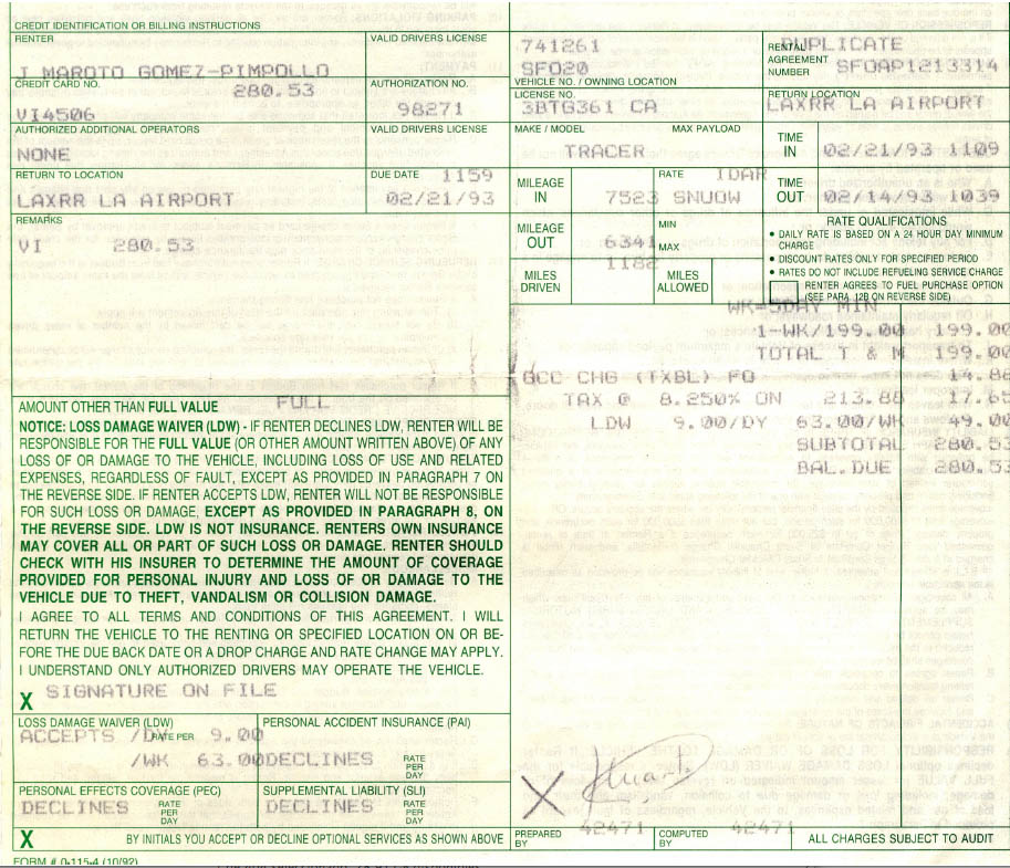 1.4.- Renting a car.